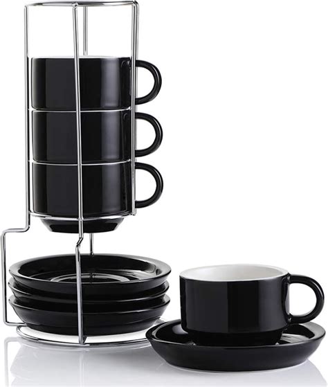 Yungyan Espresso Cups With Saucers Set Of 10 Porcelain Coffee Cup 4oz Tea Cup With