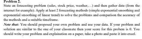 Solved Problem State An Forecasting Problem Sales Stock Chegg Com
