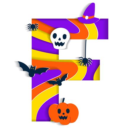 Happy Halloween F Alphabet Party Font Typography Character Cartoon Spooky Horror With Colorful