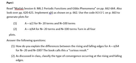 Part I Read Matlab Session 6 M61 Periodic