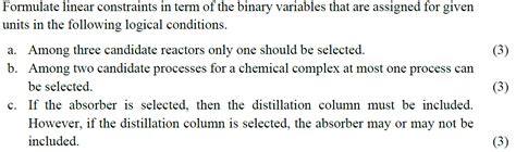3 Formulate Linear Constraints In Term Of The