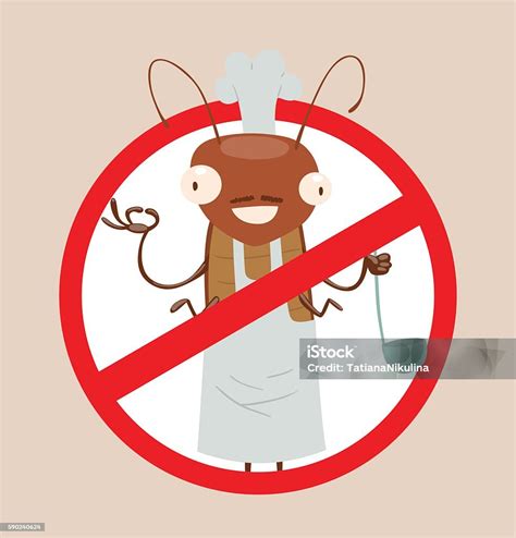 셰프의 모자를 쓴 교차 표지판 재미있는 갈색 바퀴벌레 갈색에 대한 스톡 벡터 아트 및 기타 이미지 갈색 감정 겁먹은 Istock