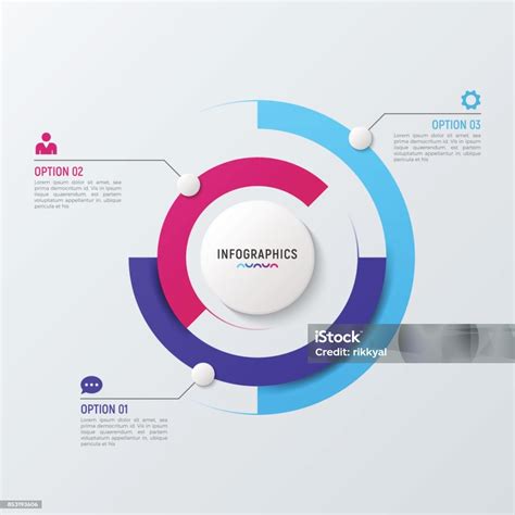 벡터 데이터 시각화를 위한 원형 차트 Infographic 템플릿입니다 3 옵션 단계 부품입니다 3에 대한 스톡 벡터 아트 및