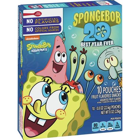Betty Crocker Spongebob Squarepants Fruit Flavored Snacks 10 0 8 Oz