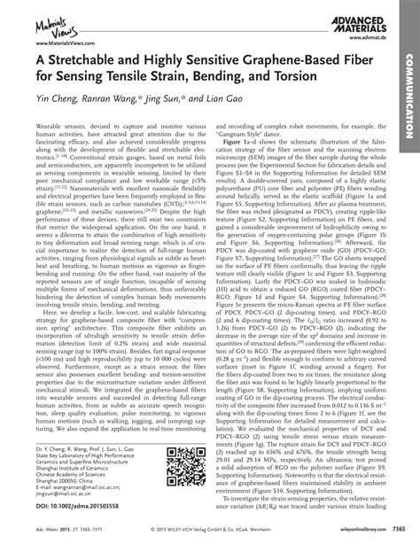 Pdf A Stretchable And Highly Sensitive Graphene Based Fiber For