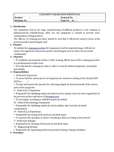 Cleaning Validation Protocol Pdf Purified Water Wellness
