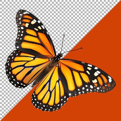 투명한 배경에서 날아다니는 나비의 3d 렌더링 프리미엄 Ai 생성 Psd