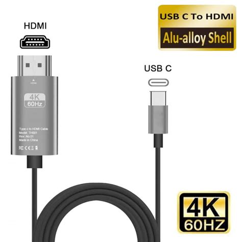 Кабел за конвертор Usb 3 1 Type C към Hdmi 2 0 4k 60hz Hdcp 2 2 Rgb 4 4 4 Hdr10 алуминиев