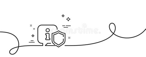 Shield Line Icon Privacy Secure Sign Continuous Line With Curl Vector Stock Illustration