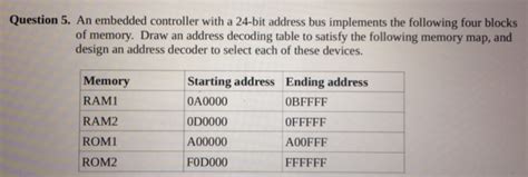 Question 5 An Embedded Controller With A 24 Bit