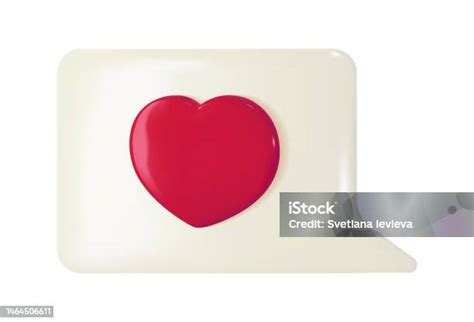 사랑 메시지 채팅 알림 아이콘 벡터 버튼 Ui 요소와 같은 소셜 미디어 댓글 게시물로 빨간 심장이 있는 3d 말풍선 3차원 형태에 대한 스톡 벡터 아트 및 기타 이미지