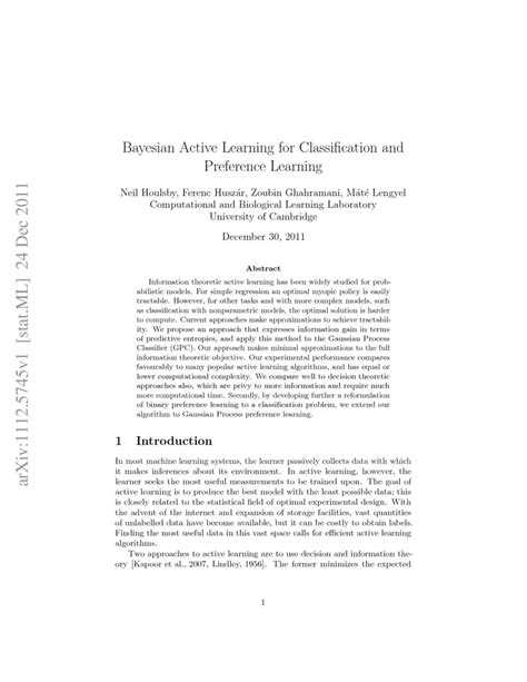 Bayesian Active Learning For Classification And Preference Learning Deepai