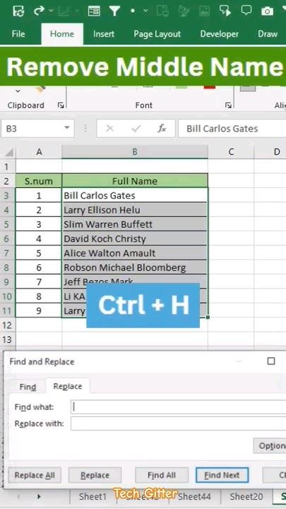 Remove Middle Name In Excel Youtube