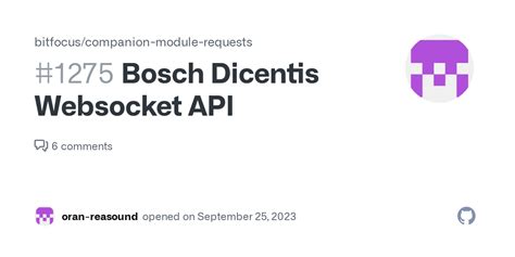 Bosch Dicentis Websocket Api · Issue 1275 · Bitfocuscompanion Module Requests · Github