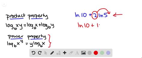 solved express the given quantity as a single logarithm ln10 2 ln5