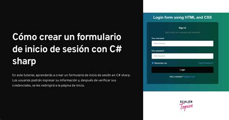 Cómo Crear Un Formulario De Inicio De Sesión Con C Sharp