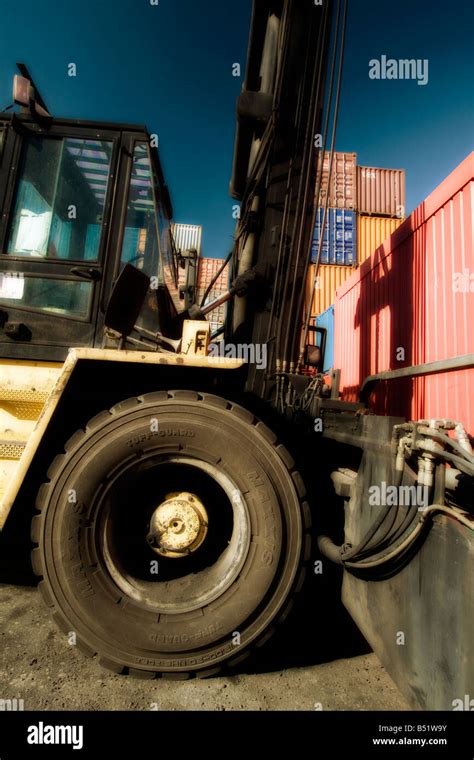 Loading Of Containers At Harbour Stock Photo Alamy