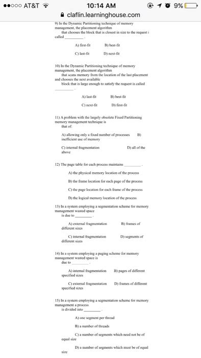 Solved Chapter 7 Memory Management Lesions T F 1 In A