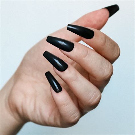 Black Coffin Acrylic Nails