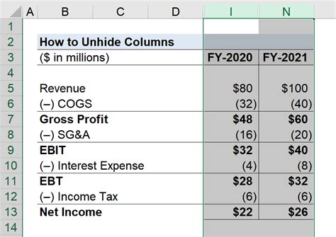 How To Unhide Columns In Excel Formula Calculator