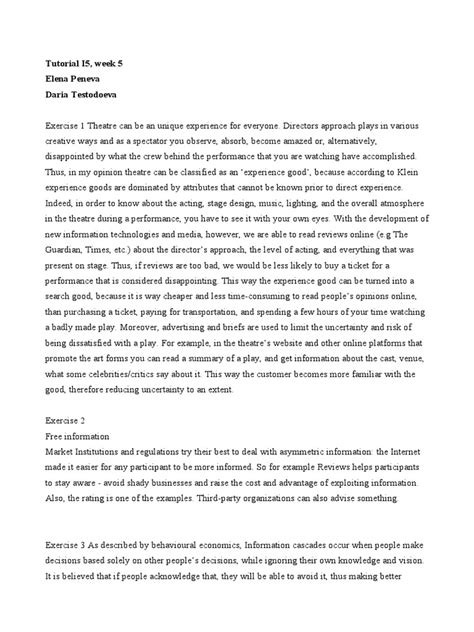 Tutorial Exercise Week 5 Pdf Microeconomics Economics
