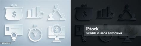 스톱워치 인증서 템플릿 파운드 스털링 기호가 있는 컴퓨터 모니터 프레젠테이션 재무 그래프 일정 차트 다이어그램 인포그래픽 파이