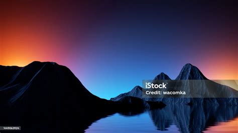 3d 렌더링 추상 파노라마 배경 오로라 보리 얼리 스 판타지 벽지가있는 분홍색 푸른 하늘 아래 잔잔한 물과 절벽이있는 바다 풍경 추상적인에 대한 스톡 사진 및 기타 이미지