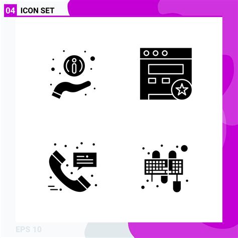 Solid Icon Set Pack Of 4 Glyph Icons Isolated On White Background For