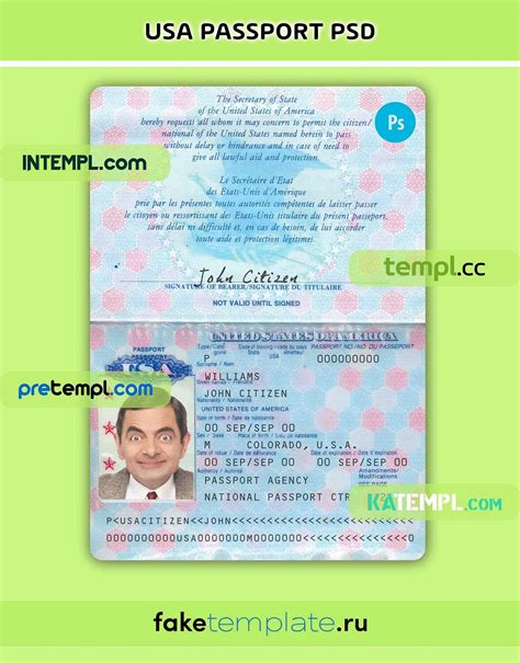 Usa Passport Psd Download Template Pre 2007 Intempl Medium