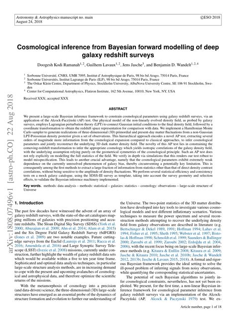 Pdf Cosmological Inference From Bayesian Forward Modelling Of Deep Galaxy Redshift Surveys