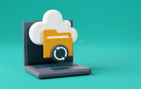 3d icon of sync folder document file on cloud icon 3d render stock