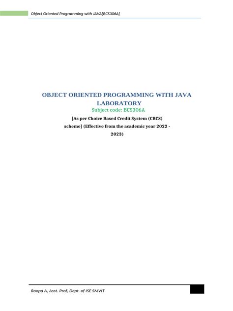 Vtu Java Lab Manual Bcs306a Pdf Method Computer Programming
