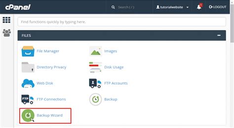 how to generate the full backup via cpanel under backup wizard feature