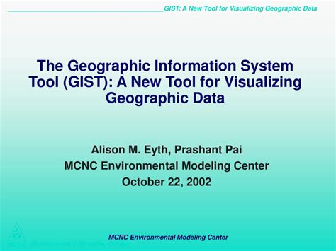 Ppt The Geographic Information System Tool Gist A New Tool For