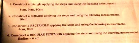 1 Construct A Triangle Applying The Steps And Using The