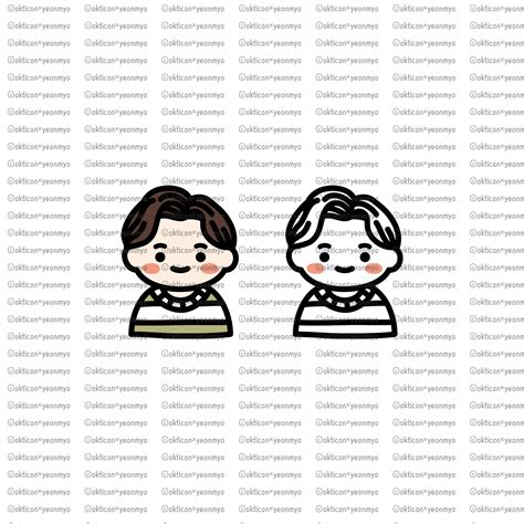 오케이티콘 인물 남자 헤어스타일 가르마 02 아이콘 개별 라인컬러