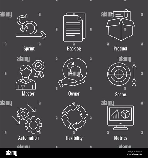 Agile Scrum Process Development With Icon Set Stock Vector Image And Art Alamy