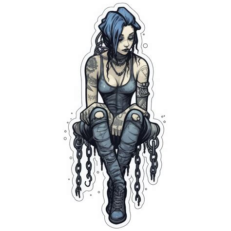 Premium Ai Image Woman Chains Portrait Tattoo Sticker Illustration