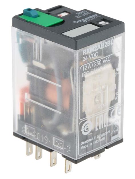 Schneider Electric 24V Dc Coil Non Latching Relay DPDT 12A Switching Current Plug In 2 Pole