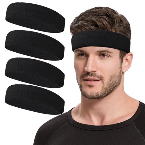 Nonstop Sports Headbands For Men And Women Black 4 Pack Moisture