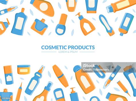 화장품 배너 템파테 천연 화장품 메이크업 패키징 스킨케어 크림 원활패턴 만화 벡터 일러스트레이션용 용기 0명에 대한 스톡 벡터 아트 및 기타 이미지 Istock