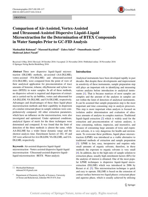 Comparison Of Air Assisted Vortex Assisted And Ultrasound Assisted Dispersive Liquidliquid