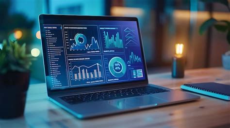 premium photo a laptop with a screen showing a graph of graphs and charts