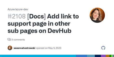 Docs Add Link To Support Page In Other Sub Pages On Devhub · Issue