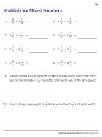 Multiplying Mixed Fractions Worksheets