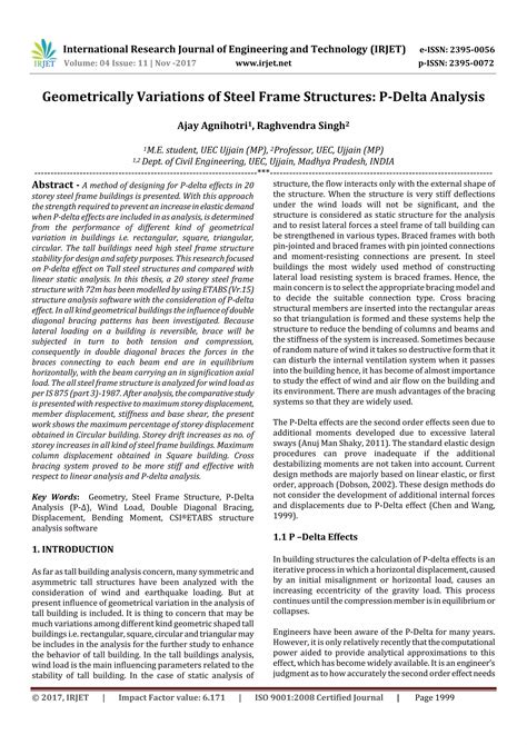 Geometrically Variations Of Steel Frame Structures P Delta Analysis Pdf