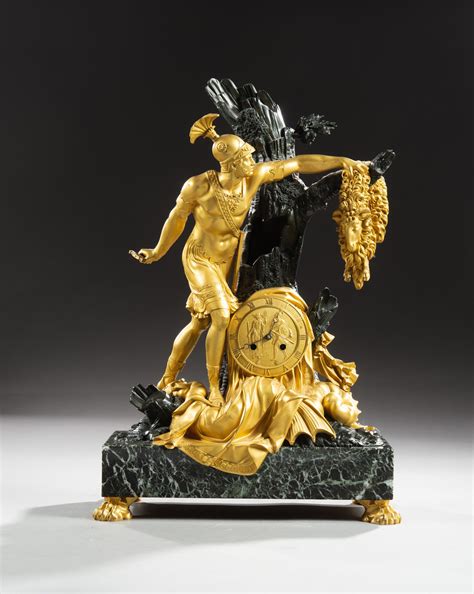 A Patinated And Gilt Bronze Mantel Clock Empire Circa 1810 Pendule