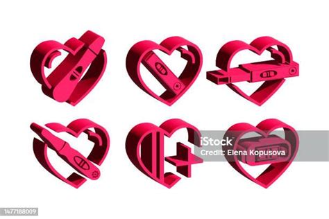 여성 생식 기관과 임신 계획의 추상적인 창조적 배경 흰색 배경에 긍정적인 임신 테스트의 3d 아이콘 세트 0명에 대한 스톡 벡터 아트 및 기타 이미지 Istock