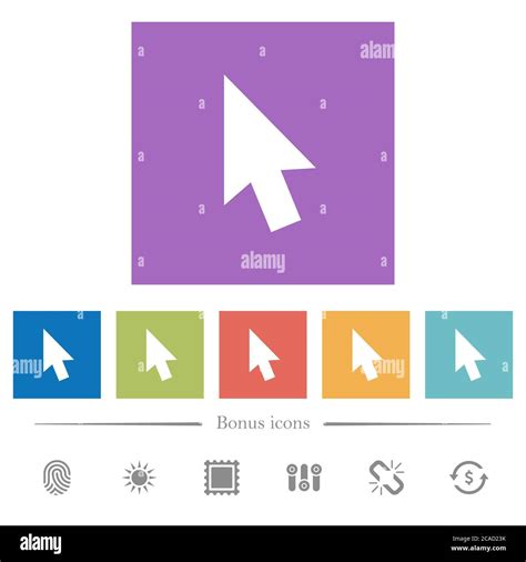 Mouse Cursor Flat White Icons In Square Backgrounds Bonus Icons Included Stock Vector Image