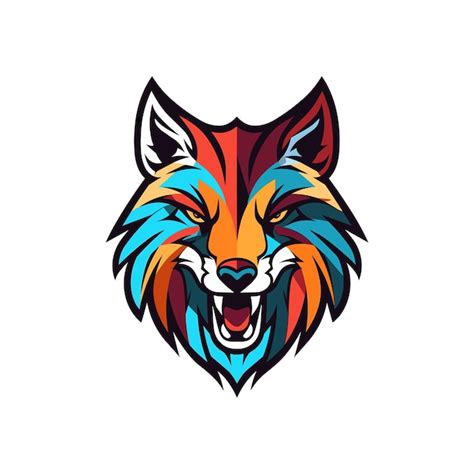 늑대 머리 손으로 그린 로고 디자인 일러스트 프리미엄 Ai 생성 벡터